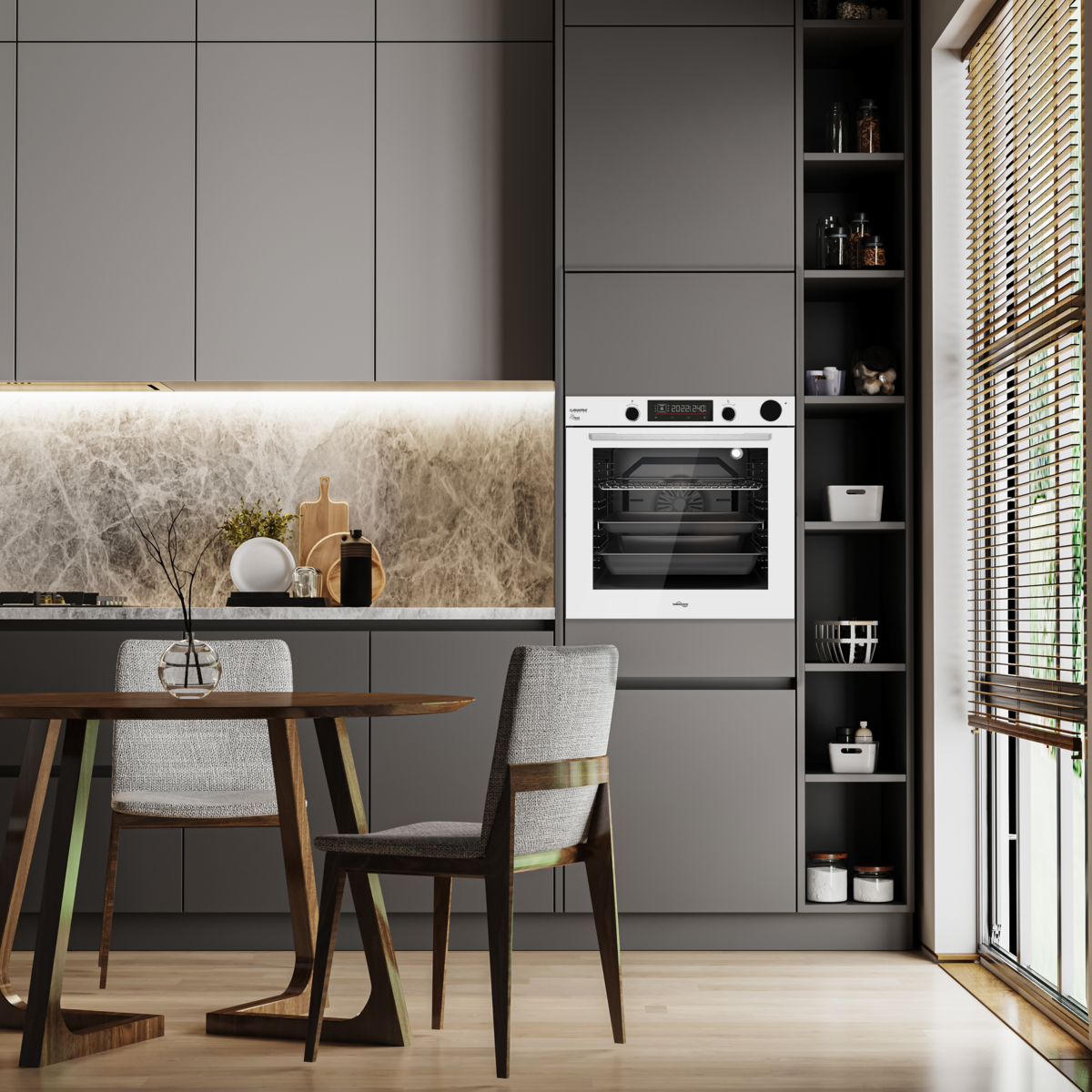 TAF6003WSP Built-in Electric Oven 60 cm White Glass - Tommatech Home